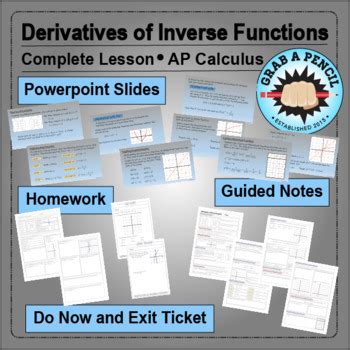 AP Calculus Derivatives Of Inverse Functions Complete Lesson By Grab A Pencil