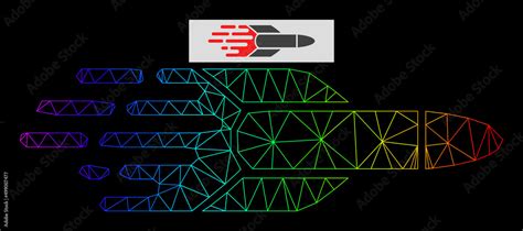 Spectral Gradient Mesh Missile Icon Geometric Frame Flat Net Is Based