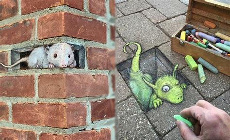 잿빛 도시를 동화같이 만드는 분필 아트