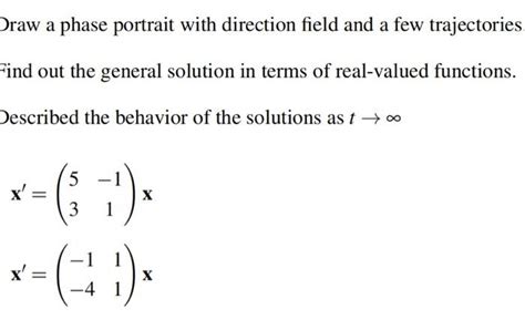 Solved Draw A Phase Portrait With Direction Field And A Few Chegg