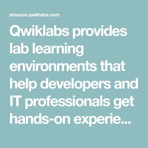 Qwiklabs Provides Lab Learning Environments That Help Developers And It Professionals Get Hands