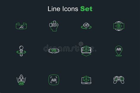 Set Line Gamepad 3d Modeling Augmented Reality Ar Virtual Glasses And Vr Controller Game Icon
