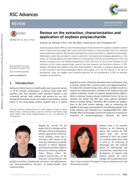 Pdf Review On Extraction Characterization And Application Of Soybean