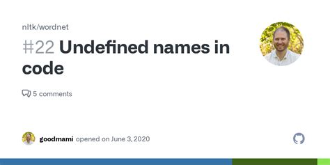 Undefined Names In Code · Issue 22 · Nltkwordnet · Github