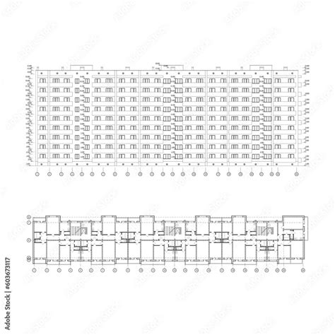 Vector Architectural Project Of A Multistory Building Facade Stock Vector Adobe Stock