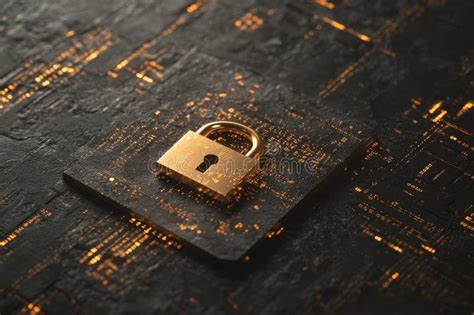 Golden Padlock On Circuit Board Symbolizing Cybersecurity And Data Protection Stock Image
