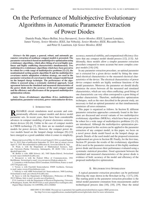 Pdf On The Performance Of Multiobjective Evolutionary Algorithms In Automatic Parameter