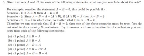 Solved Given Two Sets A And B For Each Of The Following Chegg Com