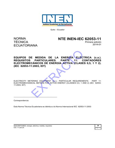 Nte Inen Iec 62053 11 Contadores Electromecánicos