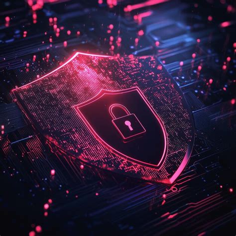 Digital Shield With Padlock Icon Representing Cybersecurity And Data Protection Premium Ai