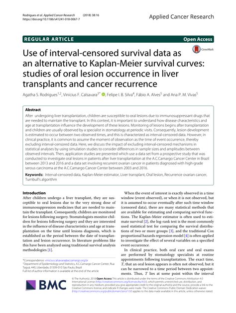 Pdf Use Of Interval Censored Survival Data As An Alternative To Kaplan Meier Survival Curves