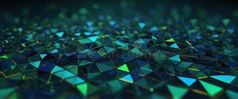 Abstract Geometric Background Blue And Green With Triangular Cells For Design Stock