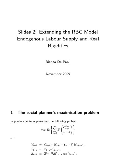 Slides 2 Extending The Rbc Model Pdf Labour Economics Elasticity Economics