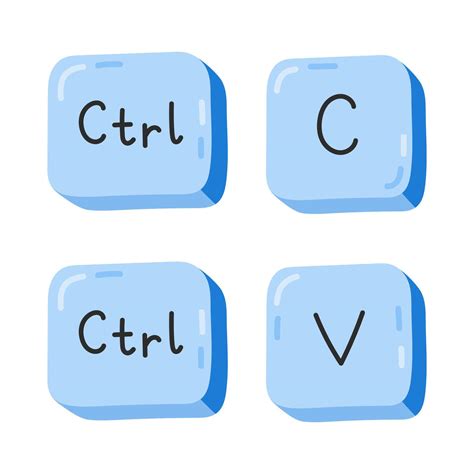Cute Cartoon Blue Ctrl C And Ctrl V Keyboard Buttons Copy And Paste Key Shortcuts For PC