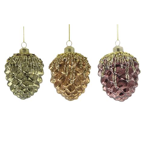 95cm Assorted Glass Pinecones With Glitter Sagedecor