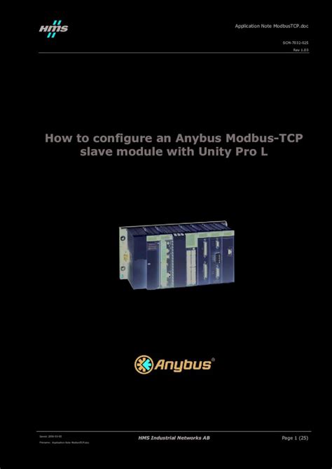 Pdf How To Configure An Anybus Modbus Tcp Slave Module With The