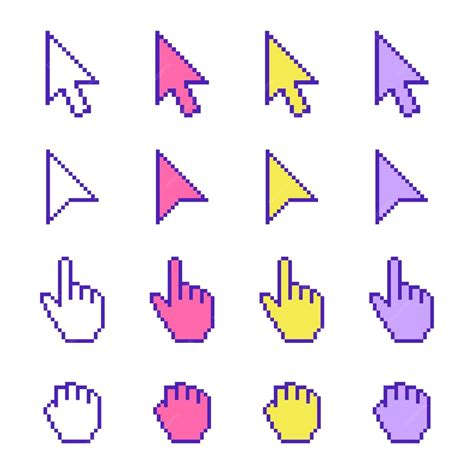 premium vector pixel cursor icon set hand arrow colored vector illustration