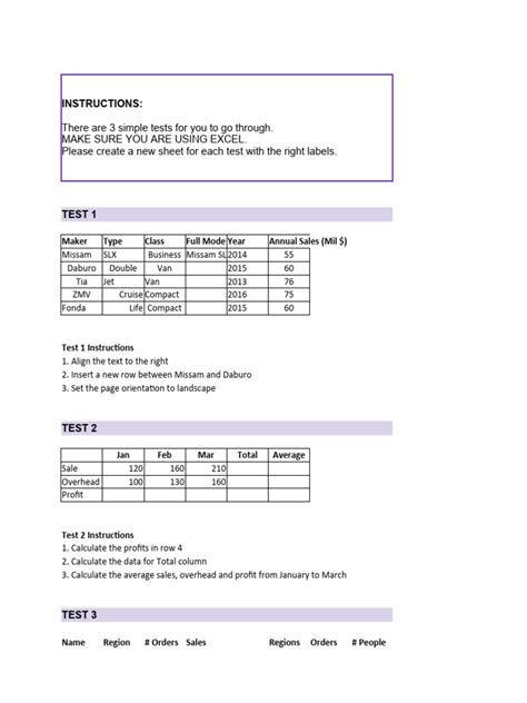 Basic Excel Test Pdf