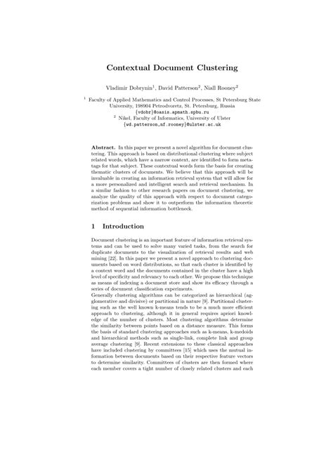 Pdf Contextual Document Clustering
