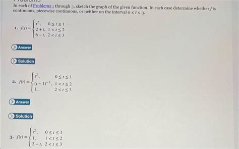 Solved In Each Of Problems I Through 3 Sketch The Graph Of Chegg Com