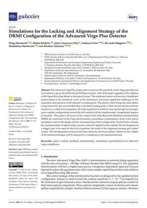 Pdf Simulations For The Locking And Alignment Strategy Of The Drmi Configuration Of The