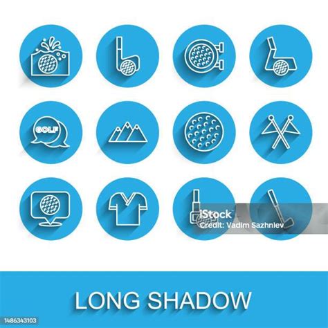 라인 골프 라벨 셔츠 물 속의 공 클럽 산 깃발 및 아이콘을 설정합니다 벡터 개인 장식품에 대한 스톡 벡터 아트 및 기타 이미지