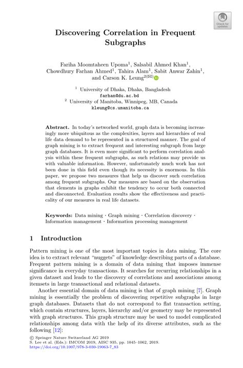 Pdf Discovering Correlation In Frequent Subgraphs