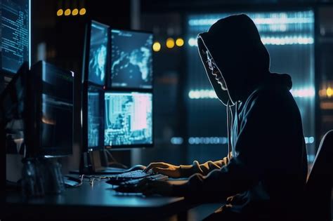 premium ai image a professional hacker in a hood is working on hacking servers and websites