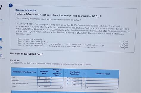 Solved Problem 8 3a Static Asset Cost Allocation