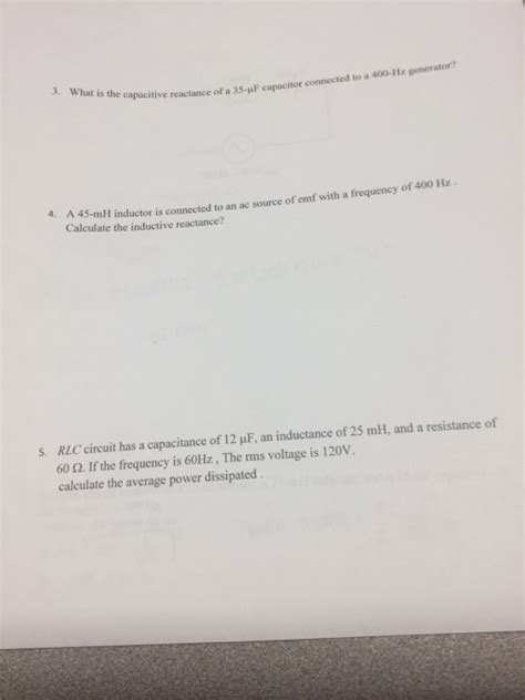 Solved What Is The Capacitive Reactance Of A UF Chegg