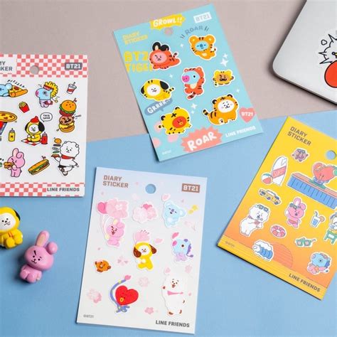 Seoulr Bt21 Diary Sticker 2 สติกเกอร์แบบลอกออกได้ สินค้าลิขสิทธิ์แท้ Shopee Thailand