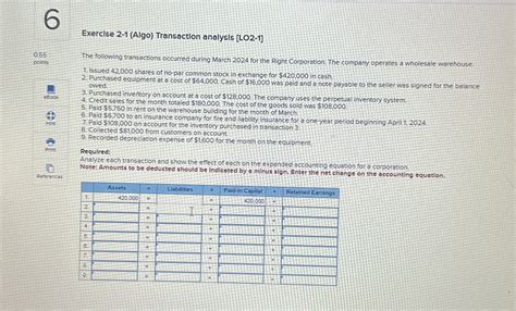 solved exerclse 2 1 algo ﻿transactlon analysis [lo2 1]0 55