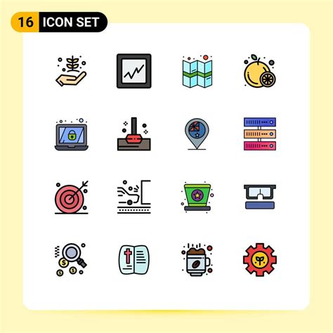 Set Of 16 Vector Flat Color Filled Lines On Grid For Bath Lock Location Laptop Orange Editable