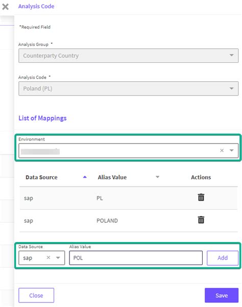 adding analysis code and alias management tab