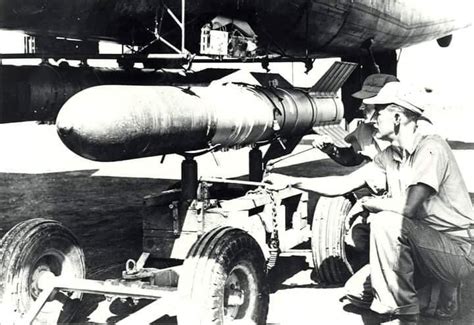 Ship To Ship Missile Tiny Tim Is Loaded On To A Pbj Mitchell Belonging To Squadron Vmb 612