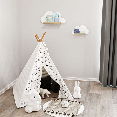 قیمت و خرید شلف دیواری اتاق کودک مدل پونی طرح ابر بسته دو عددی