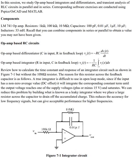 design of integrator circuit using op amp