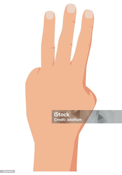 3번을 보여주는 손가락을 들어 올리는 제스처 흰색 배경에서 격리된 손을 세는 벡터 그림 손바닥에 대한 스톡 벡터 아트 및 기타 이미지 손바닥 일러스트레이션 3