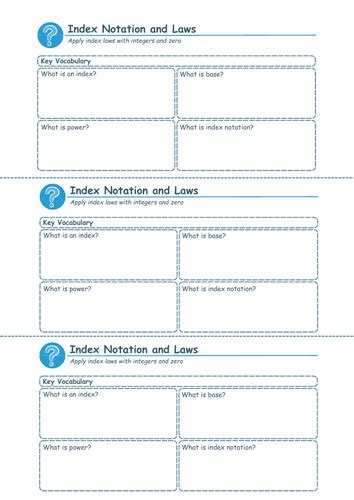 Index Notation And Laws Full Lesson With Differentiated Resources