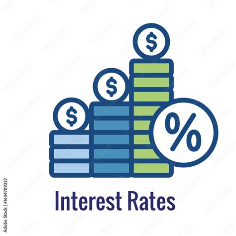 Interest Rate Increase With Percentage Yield Money Symbols Icon Stock