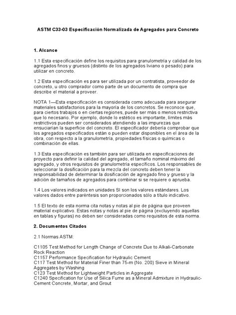 Astm C33 Pdf Hormigón Cemento