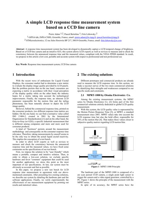 PDF A Simple LCD Response Time Measurement Based On A CCD Line Camera