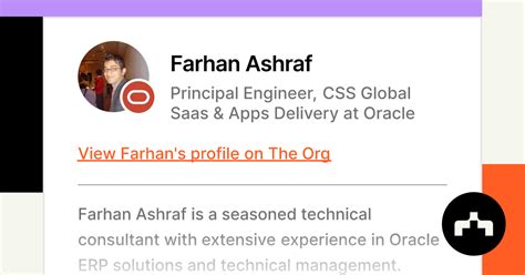Farhan Ashraf Principal Engineer Css Global Saas And Apps Delivery At Oracle The Org