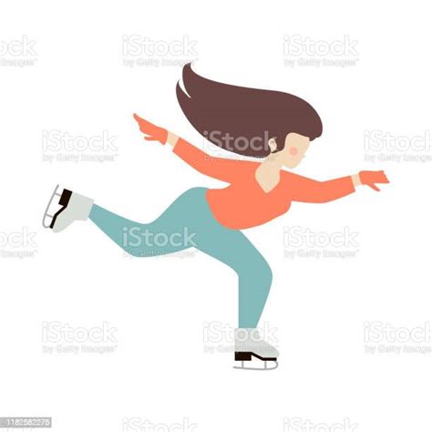 여자 피겨 스케이팅 링크에 행복 한 아이스 스케이트 겨울 스포츠 즐거운 휴일 보내세요 흰색 배경입니다 가족에 대한 스톡 벡터 아트 및 기타 이미지 Istock