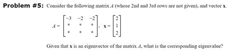 Solved Problem Consider The Following Matrix A Whose Chegg