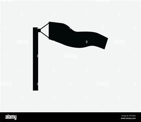Windsock Icon Wind Cone Sleeve Tube Speed Direction Weather Vector Black White Silhouette Symbol