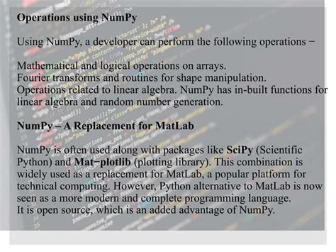 Introduction To Numpy Pptx Programming Languages Computing