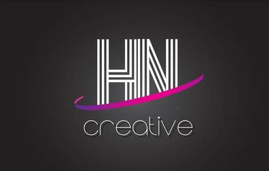 Hn Letter Design With Creative Cut And Colorful Vector Image