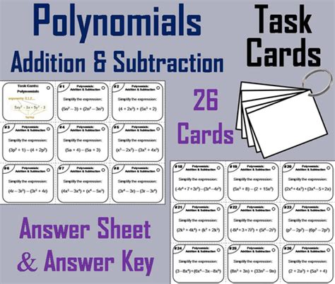 Polynomials Task Cards Teaching Resources