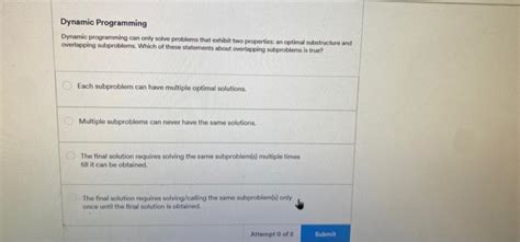 Solved Dynamic Programming Dynamic Programming Can Only